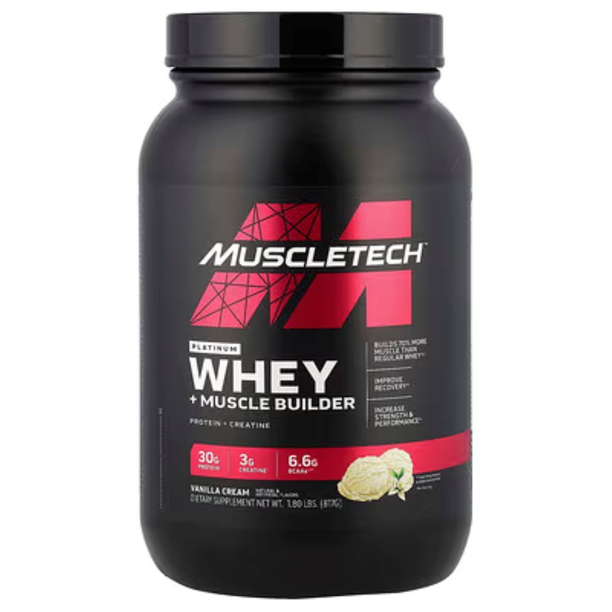 MuscleTech Platinum Whey + Muscle Builder, Vanilla Cream - 1.8 lbs (817 ...