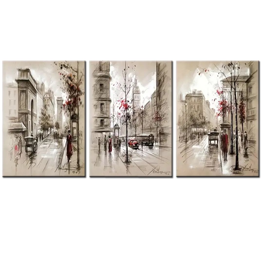 Canvas-Art-3 Pieces Retro City Street Landcsape Wall Art | Shop Today ...