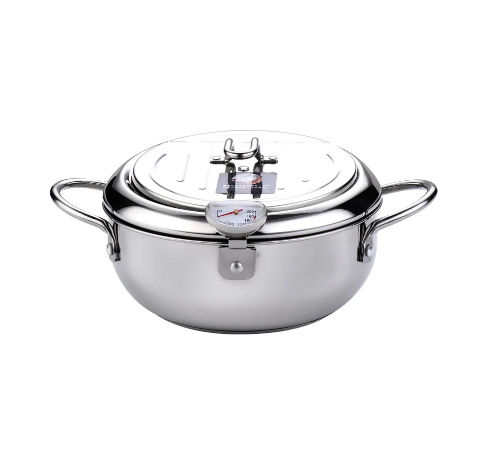 Stainless steel Deep Frying Pan with a Thermometer And Temperature ...