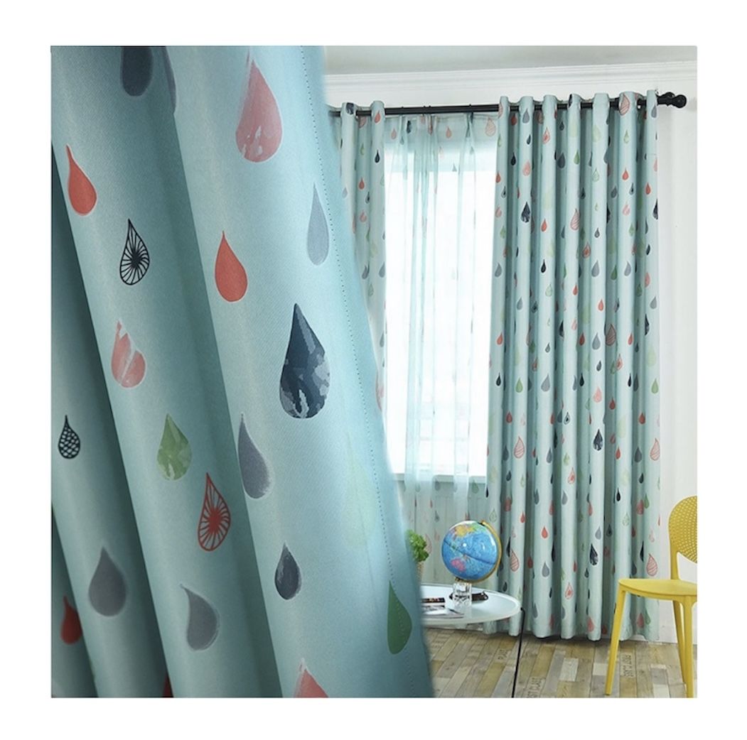 Kids Blue Tear Drop Readymade Eyelet Curtain - 3 Piece Set | Shop Today ...