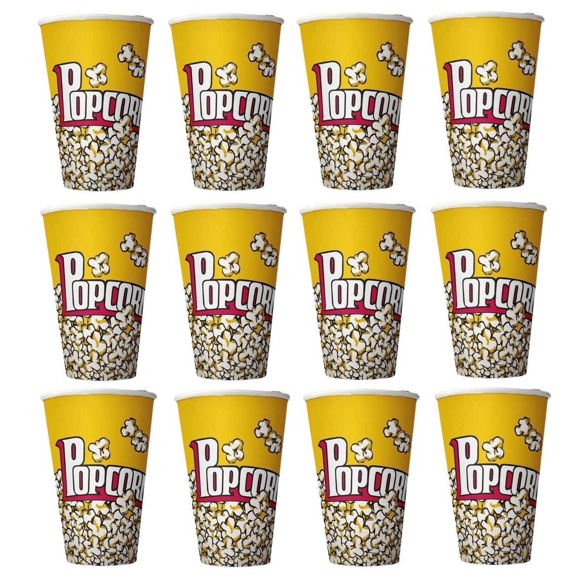 Yellow Retro Paper Party Popcorn Buckets - Set of 16 - 17cm | Shop ...