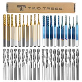 Twotrees 40Pcs End Mill CNC Router Bits, 1/8" Shank CNC Engraving Bits ...