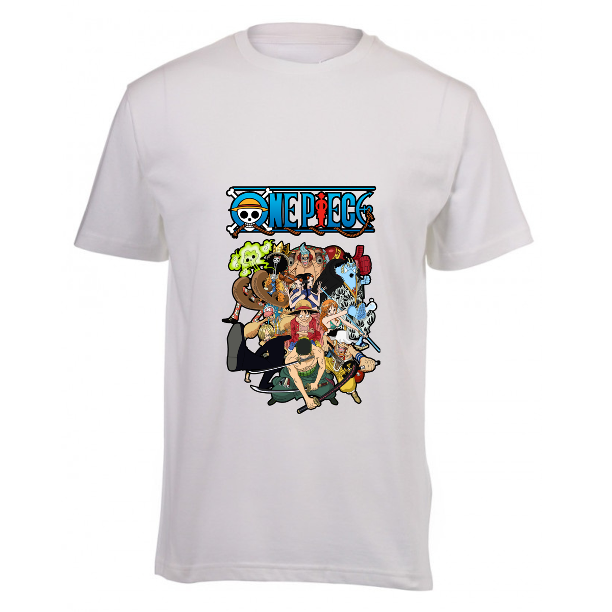 Unisex White Cotton Short Sleeve Crew Neck T-shirt - One Piece 3 | Shop ...