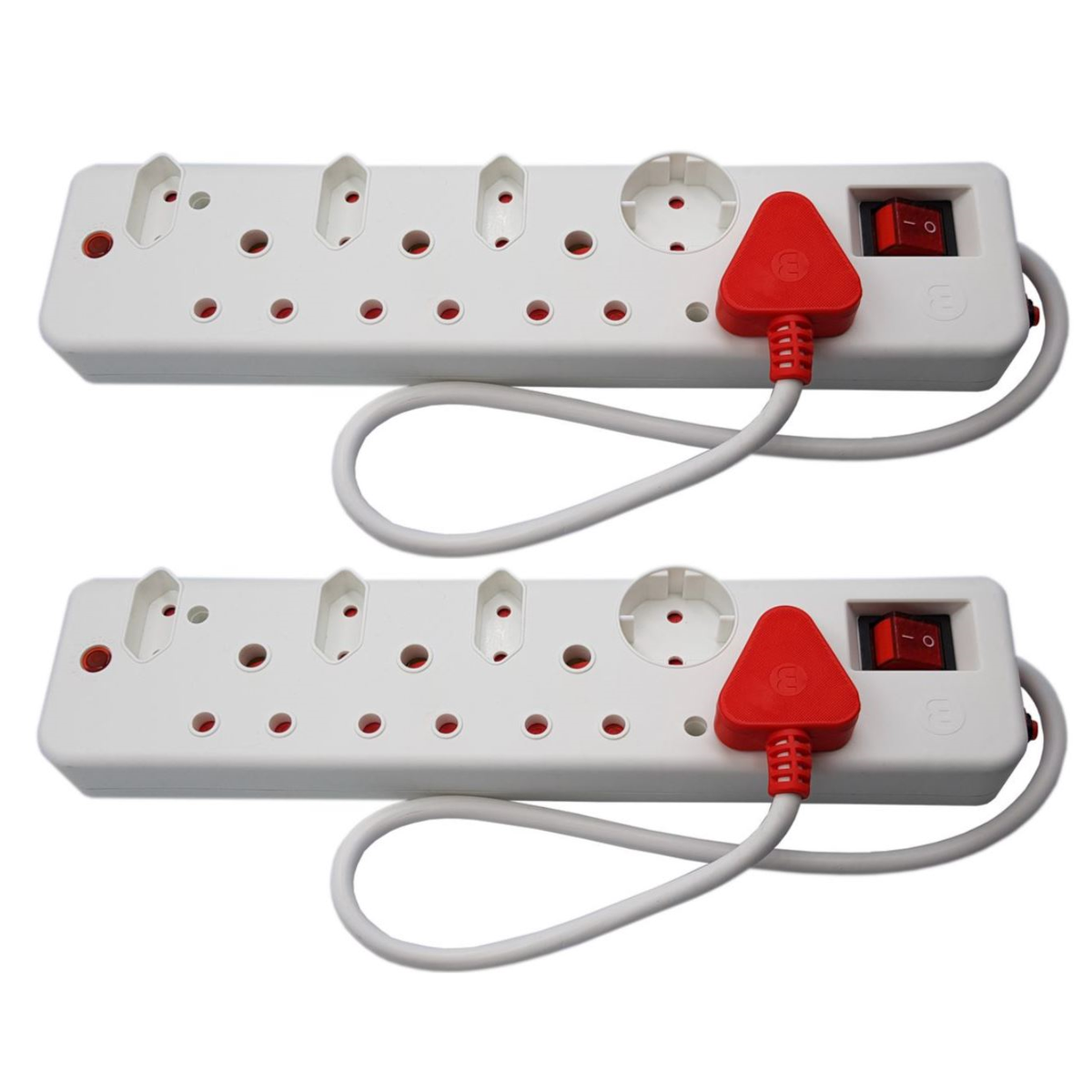 2 PACK Ellies 8 Way Multiplug (4X16A/4X5A-1X Schuko) with Surge FELP41S ...