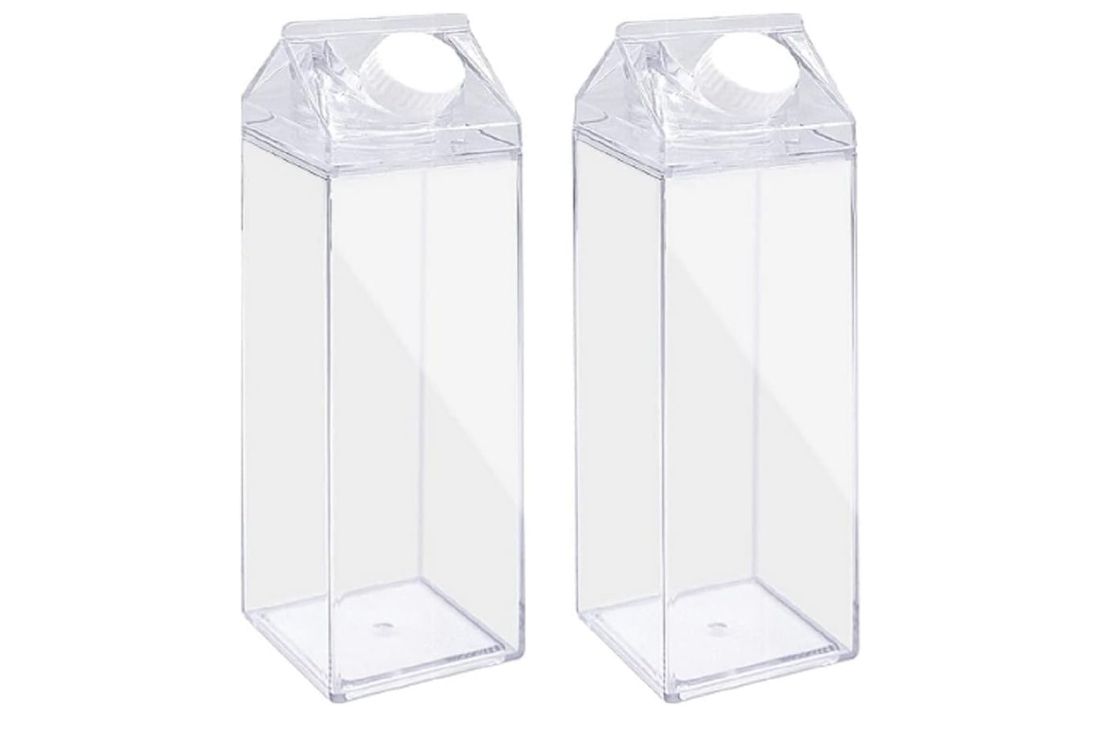 2 Pack 17oz/500ml Milk Carton Water Bottle Plastic Milk Box BPA Free ...
