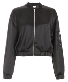 Quiz Ladies - Black Satin Bomber Jacket | Shop Today. Get it Tomorrow ...