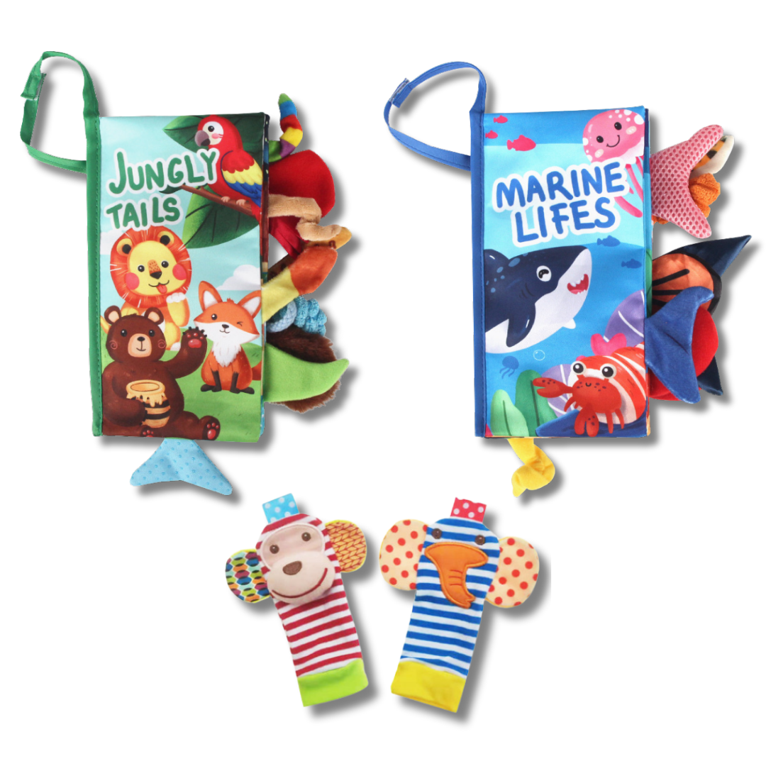 2 Pcs Baby books- Touch and Feel soft books rattle baby socks sensory ...