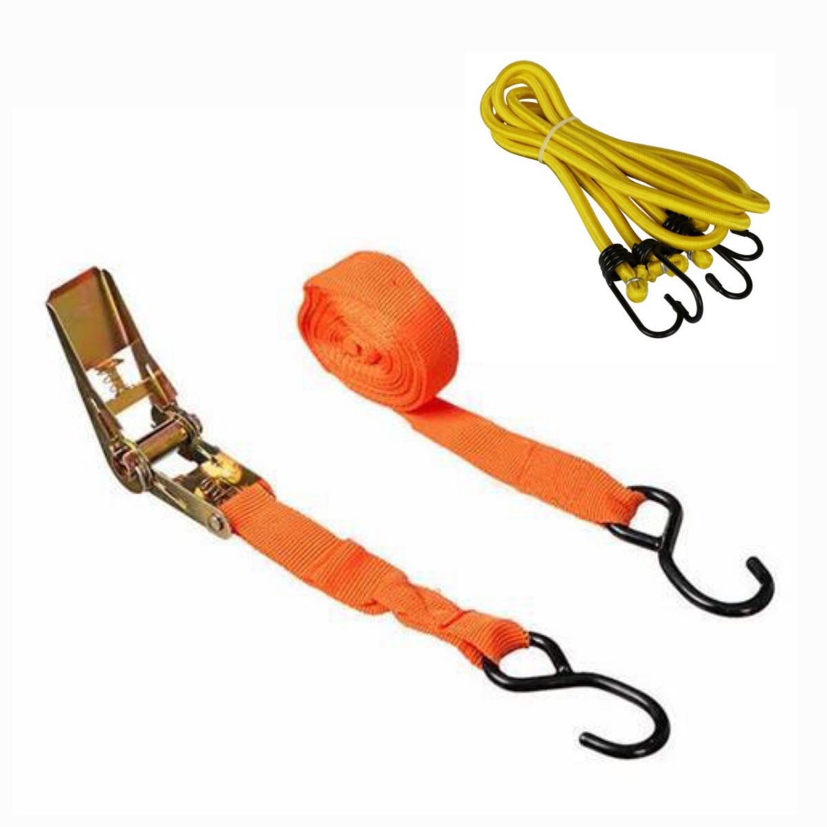 Multipurpose 5m Ratchet Tie Down Strap w/ 3 Piece 7.5mm Strong Elastic ...