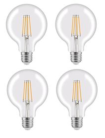 Hello Today E27 LED Filament Bulb G95 4W - 4 Pack Cool White Globe ...