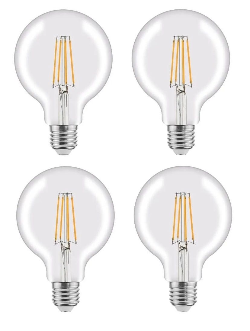 E27 LED Filament Bulb G125 6W - 4 Pack Cool White Globe | Shop Today ...