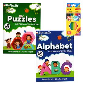 Set of 2 Educational Activity Books - Alphabet and Puzzles + Colour ...