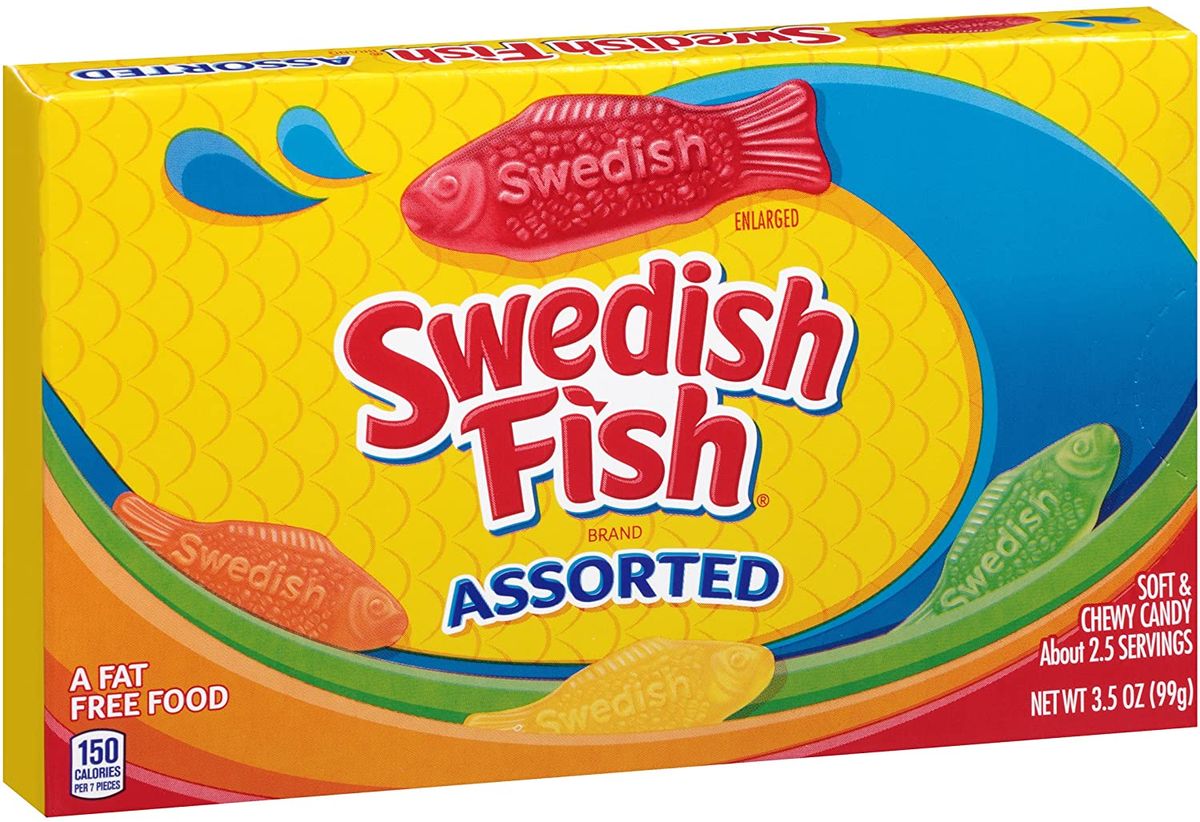 Swedish Fish Assorted Soft & Chewy Candy Sweets Snack Theater Box ...