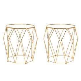 Set of 2 40cm Geometric Accent Metal Side Table | Shop Today. Get it ...