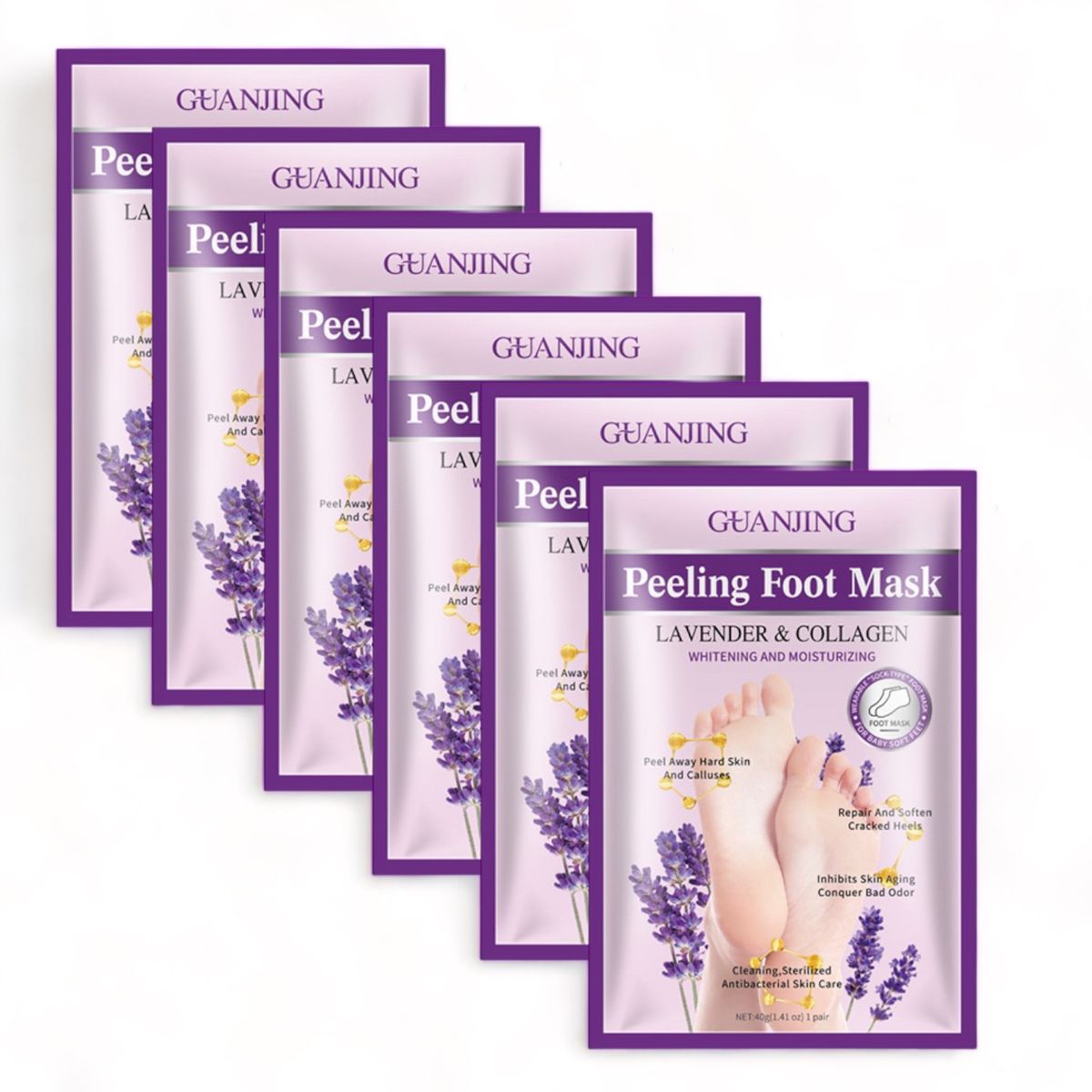 GuanJing Lavender Foot Repair Peeling Moisturizing Mask - 6-Pack | Shop ...