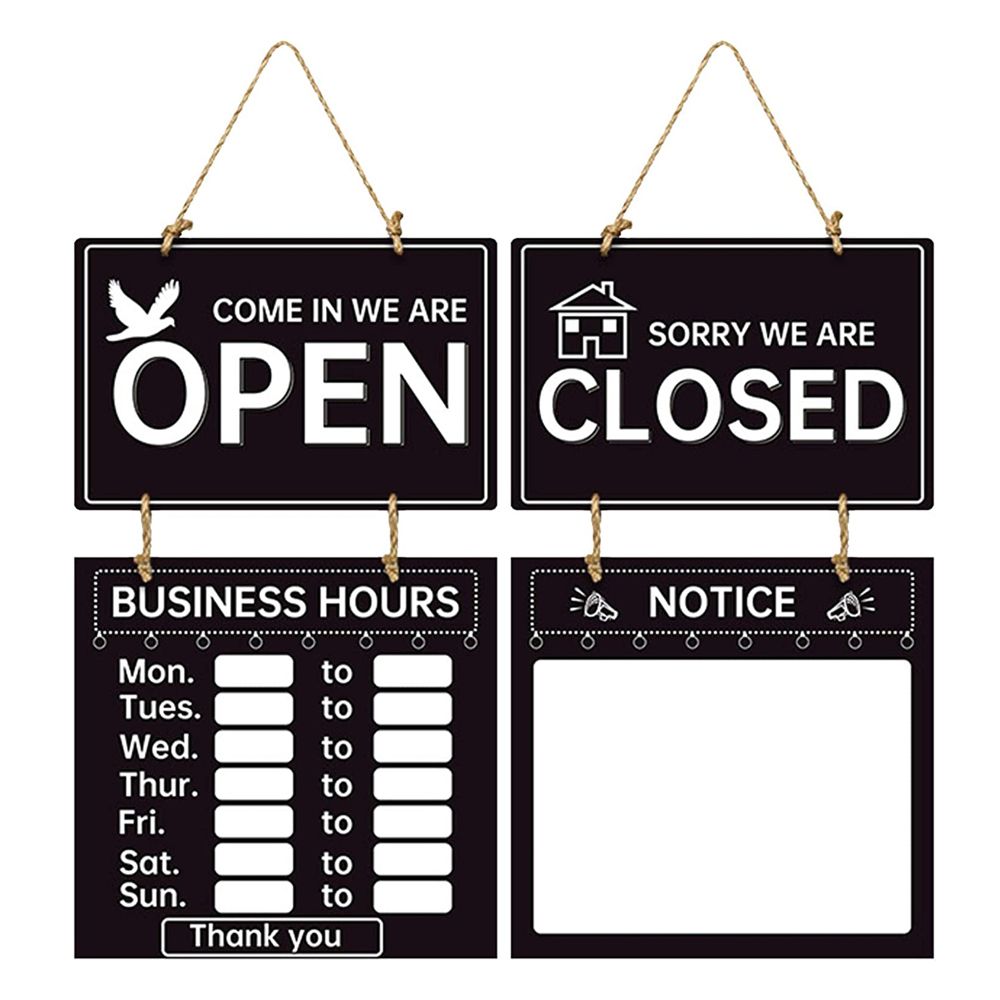Decor 2 in 1 Double Sided Open & Closed Business Hours Sign (56cm ...