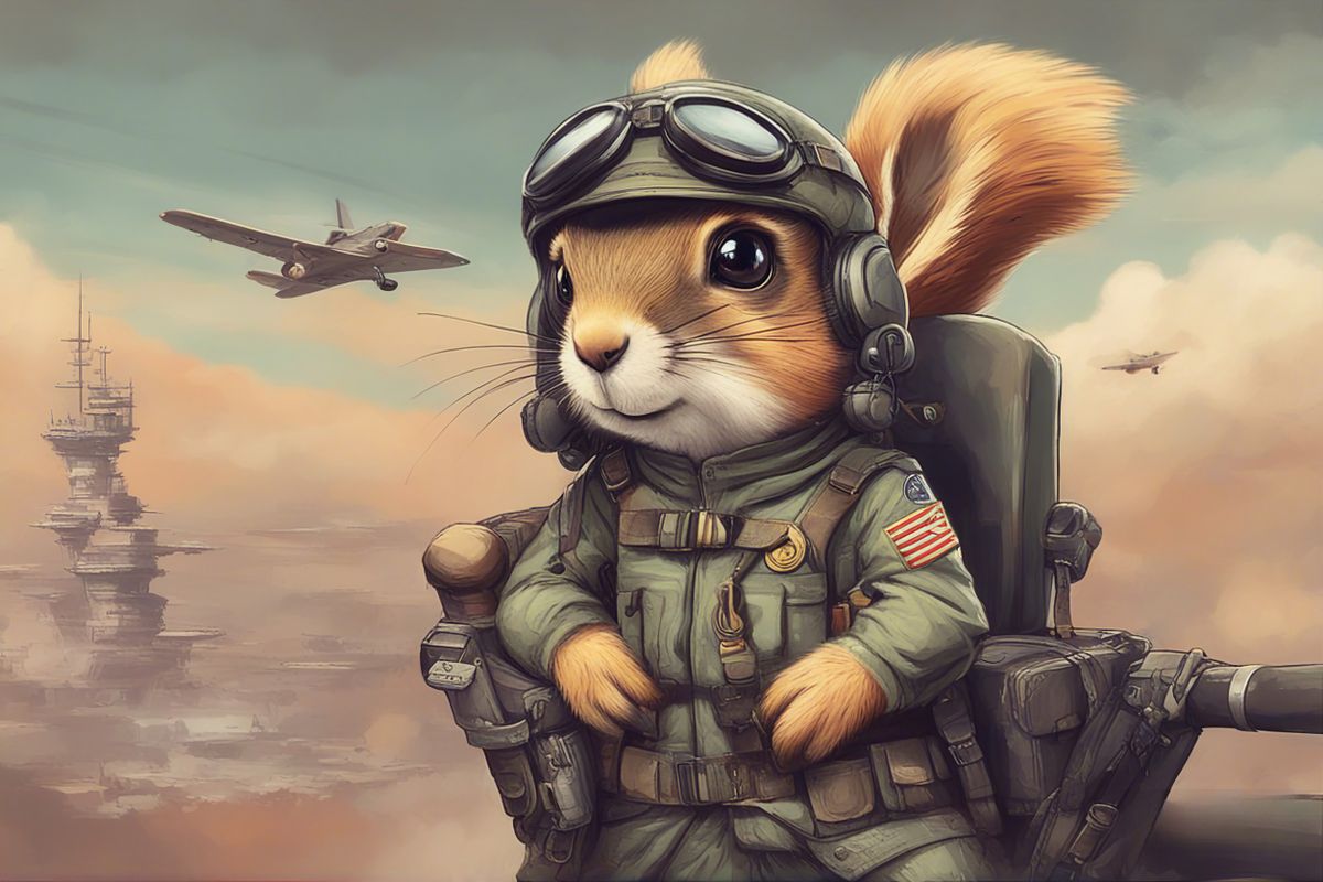 Fighter Jet Squirrel Takes Flight Poster - A1 Large Poster | Shop Today ...