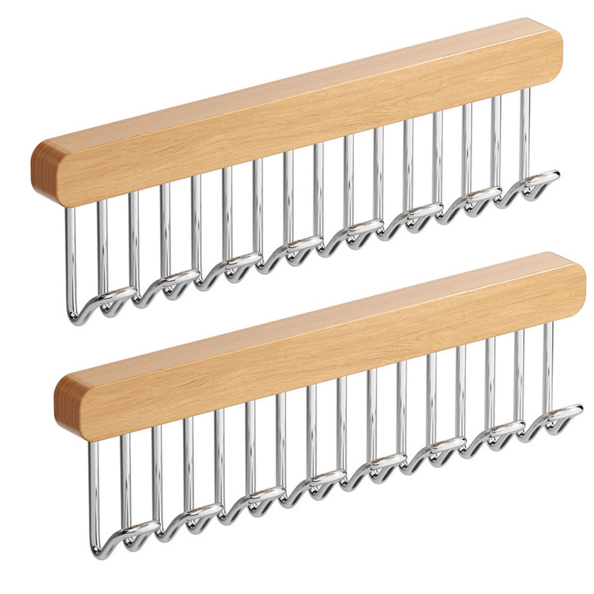 2 Piece Retractable Wood Closet Pull Out Valet Rods Rack Clothes Hanger ...