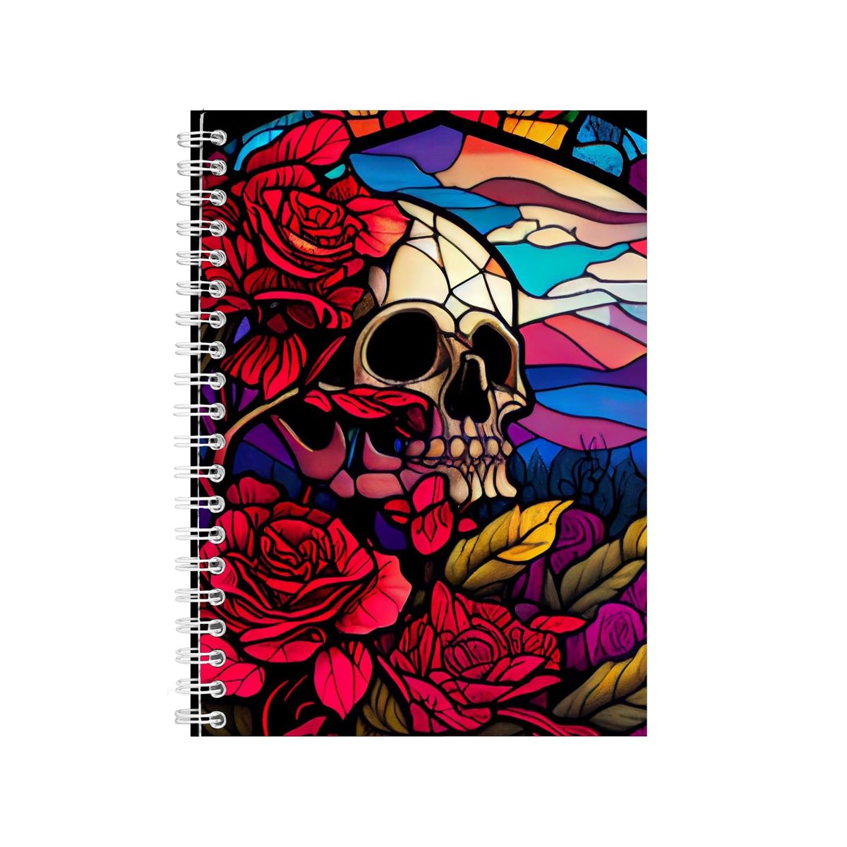 Roses Skull Stained Glass Notebook Animal Gift Idea Notepad Pad 88 ...