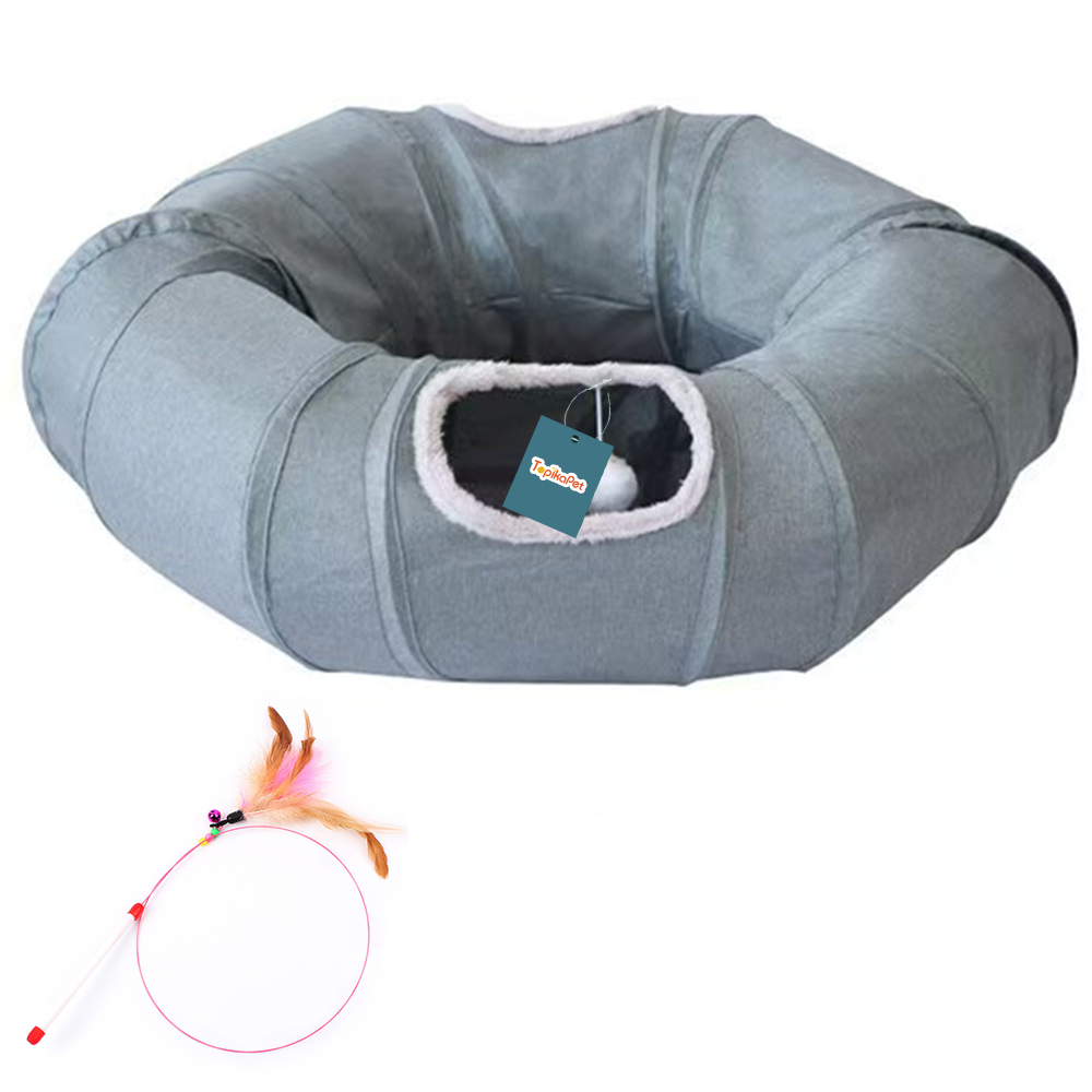 Topika 2-in-1 Cat Tunnel Bed with Hanging Ball Interactive Cat Toy for ...