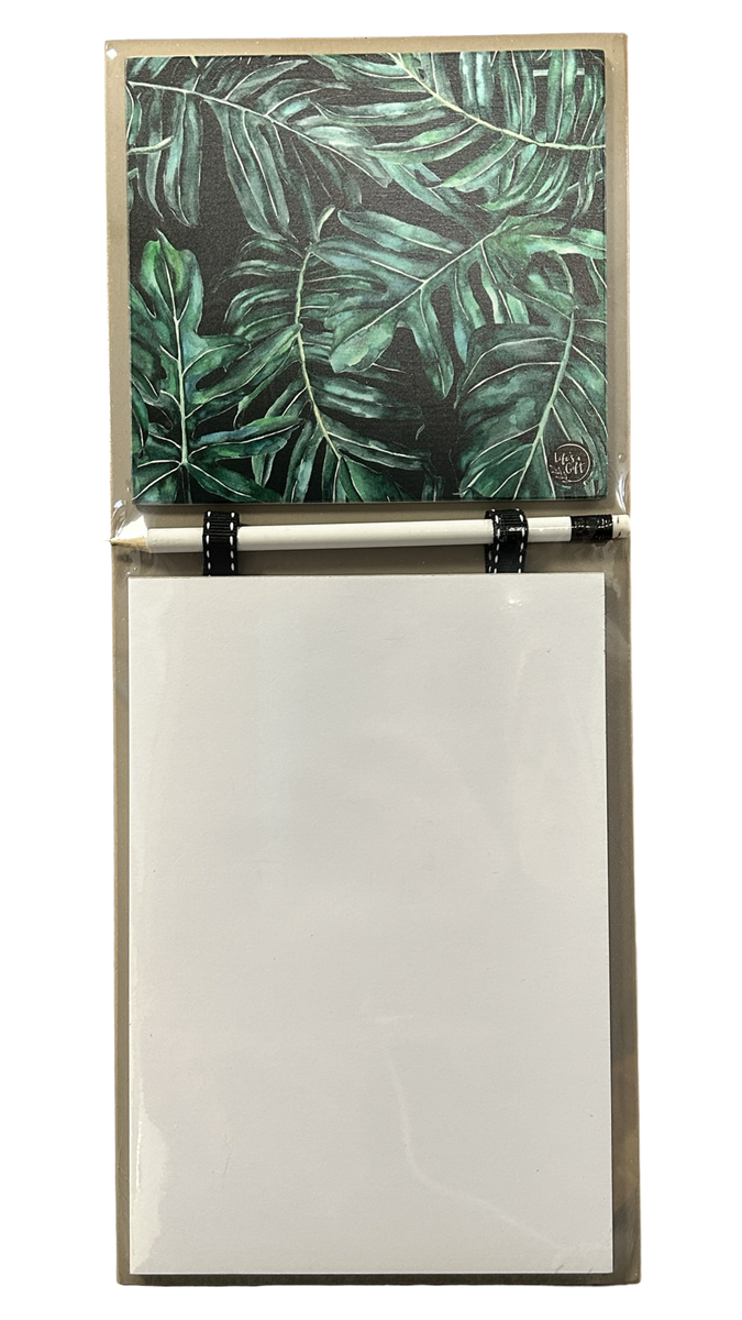 Notepad, Unique Design & Pencil & Magnet - Green Palm Leaves | Shop ...