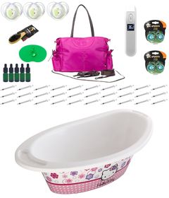 Newborn Baby Kit W Pink Nappy Bag, Syringe, Medicine Bottle, Baby Bath ...
