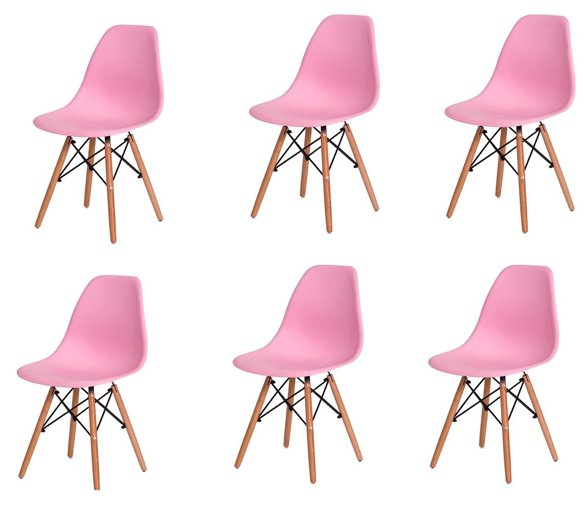 Wooden leg dining chair- six pack pink colour | Shop Today. Get it ...