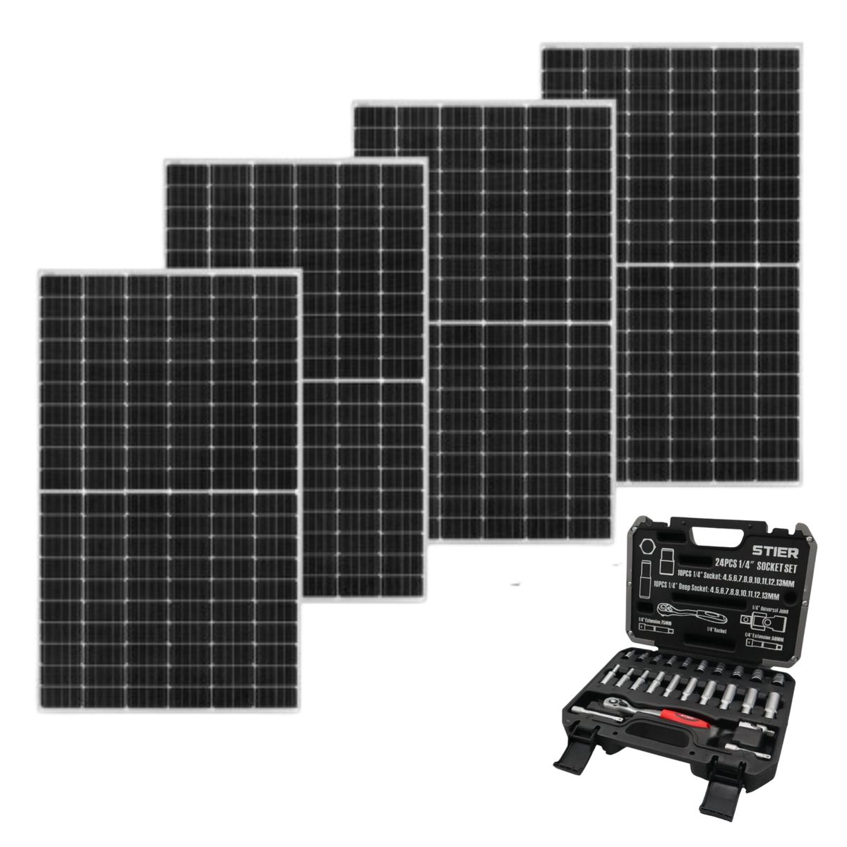 Solar Panels - 580W Mono Solar Panel And Socket Set - 4 Pack Combo for ...