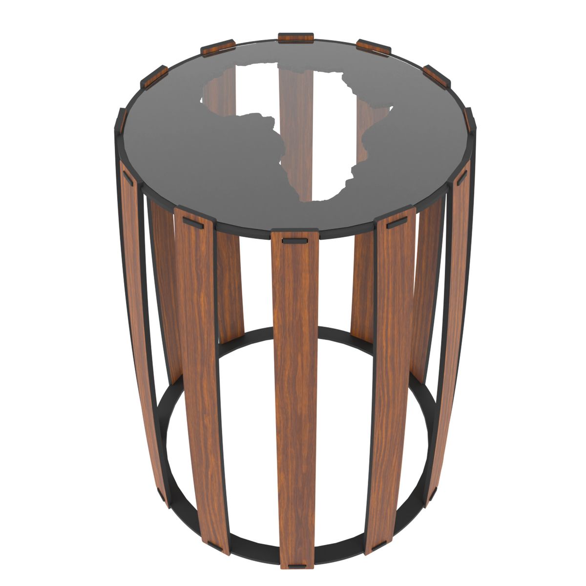 db Creative - Slatted Round African Side Table / End Table (40x50cm ...