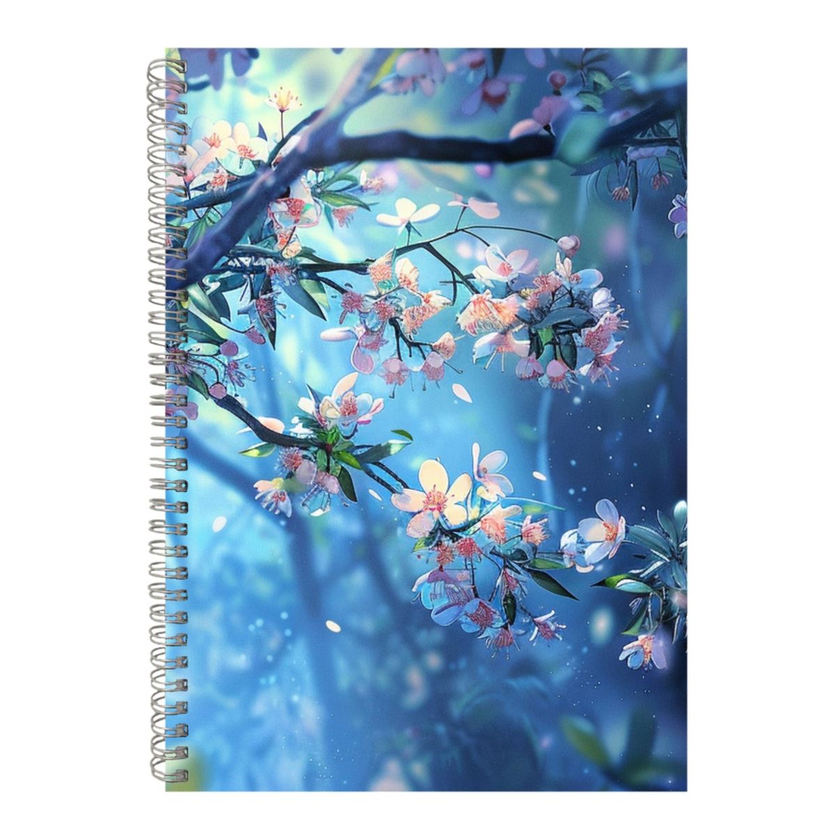 Blue A4 Notebook Spiral Lined Enchanted Spring Graphic Notepad Present ...