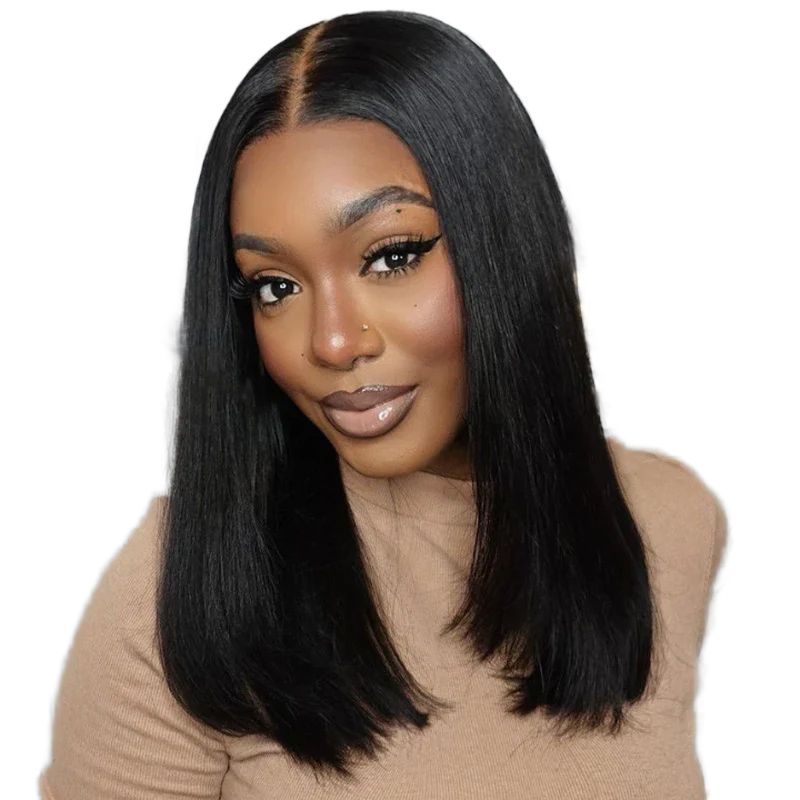 VSP Glueless Straight Wig Human Hair -13x4 HD Frontal Lace Wigs 16inch ...