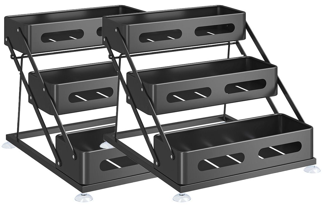 3 Tier Foldable Countertop Spice Storage Rack for Kitchen - 2 Piece ...
