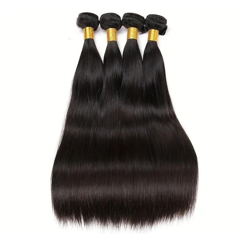 4 Bundles 200g Straight Weaves Double Machine Weft Natural Black Color ...