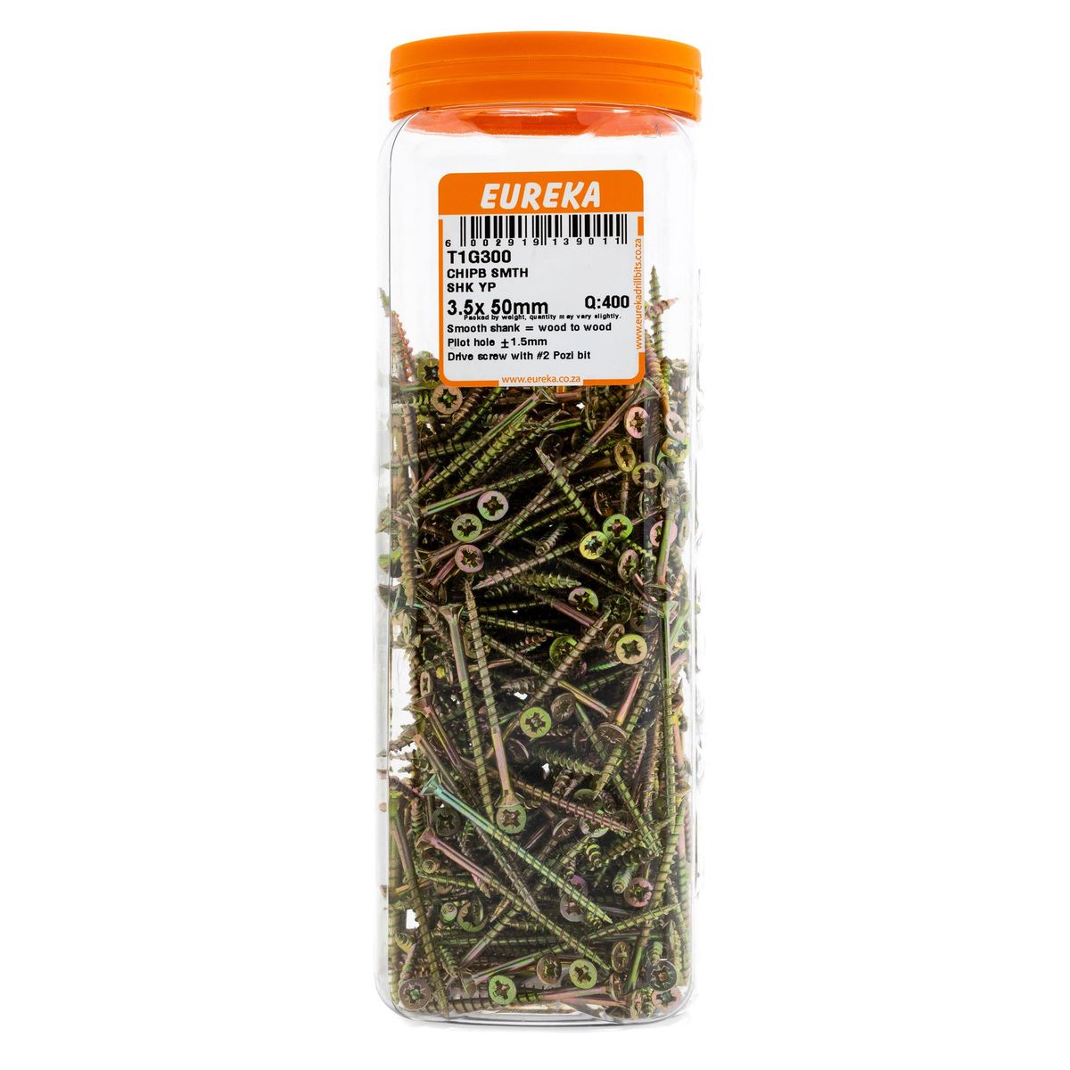 EUREKA Chipboard Screws Full Thread Yellow Zinc 3.5 x 50mm Q:400 T1G300 ...