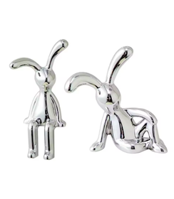 Long-eared Silver Side Sitting and Sitting Upright Rabbit Ornaments ...
