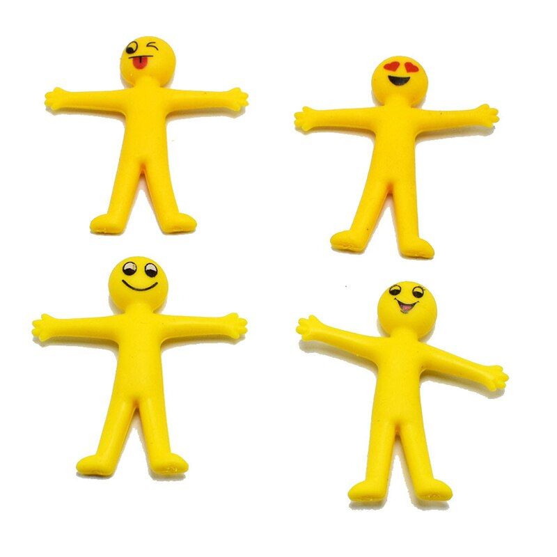 Emoji Miniature Rubber Yellow Smiley Stretch Men (5cm Length) Pack of ...