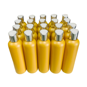 20 x 250ml Gold HDPE Round Shoulder Bottle with Silver + White Caps ...
