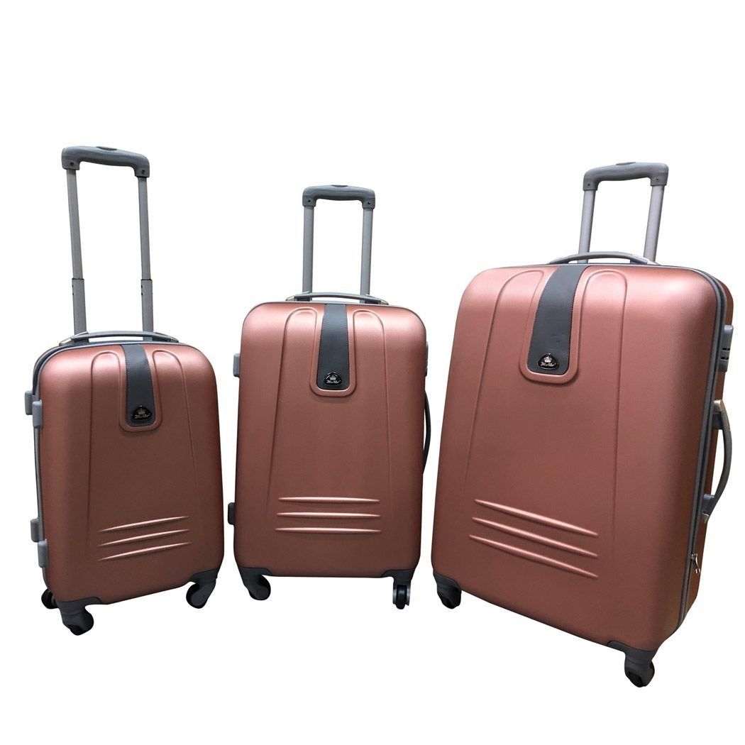 3-Piece ABS Luggage Set-Pink Hard Shell Suitcase | Shop Today. Get it ...