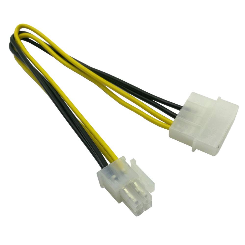 LP4 Molex Male to ATX 4 pin Male Auxiliary Power Adapter - 2 pack ...