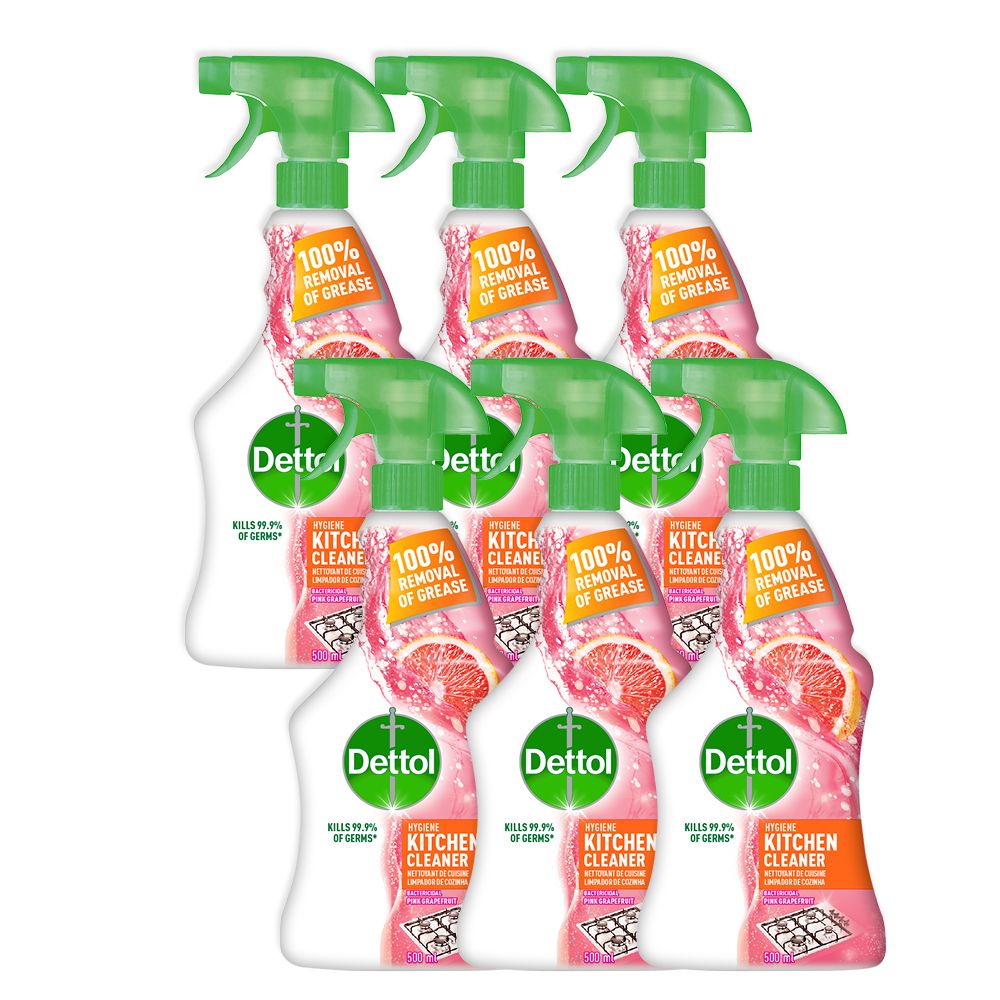 Dettol 6 x 500ml, Hygiene Kitchen Cleaner, Surface Disinfectant Spray ...