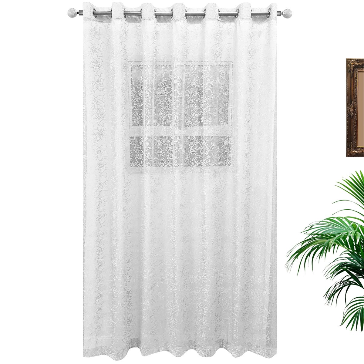 Matoc Designs Curtain - Full Flower Voile - White - Eyelet | Shop Today ...