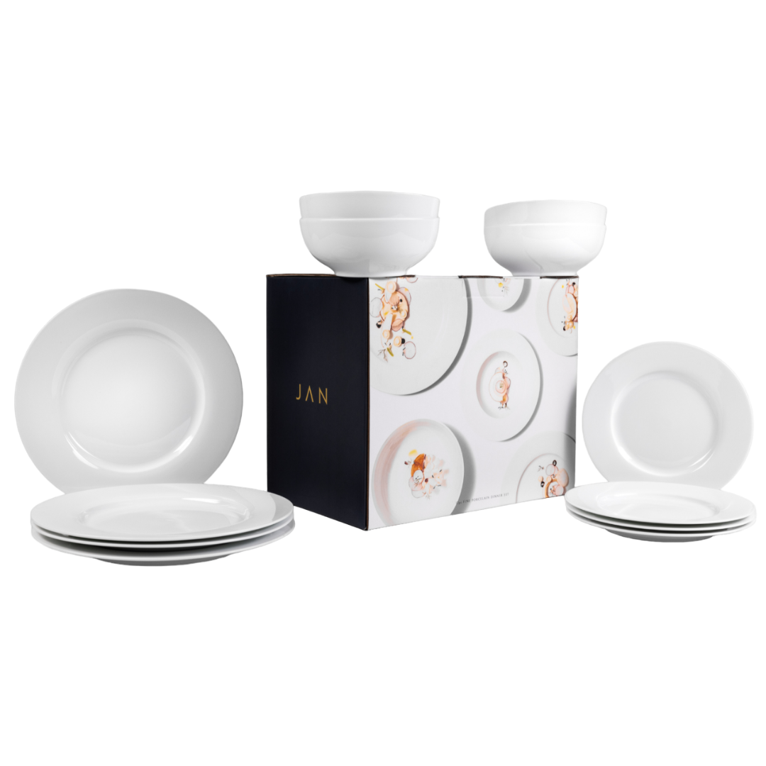JAN - White 12 Piece Dinner Set in a Gift Box | Shop Today. Get it ...