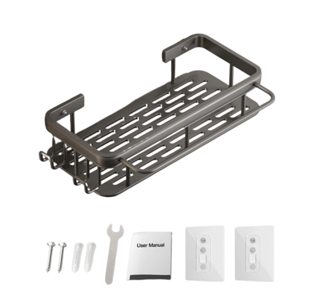 Steel Grey Stainless Shower Rack - Aluminium Wall Mount Caddy | Shop ...