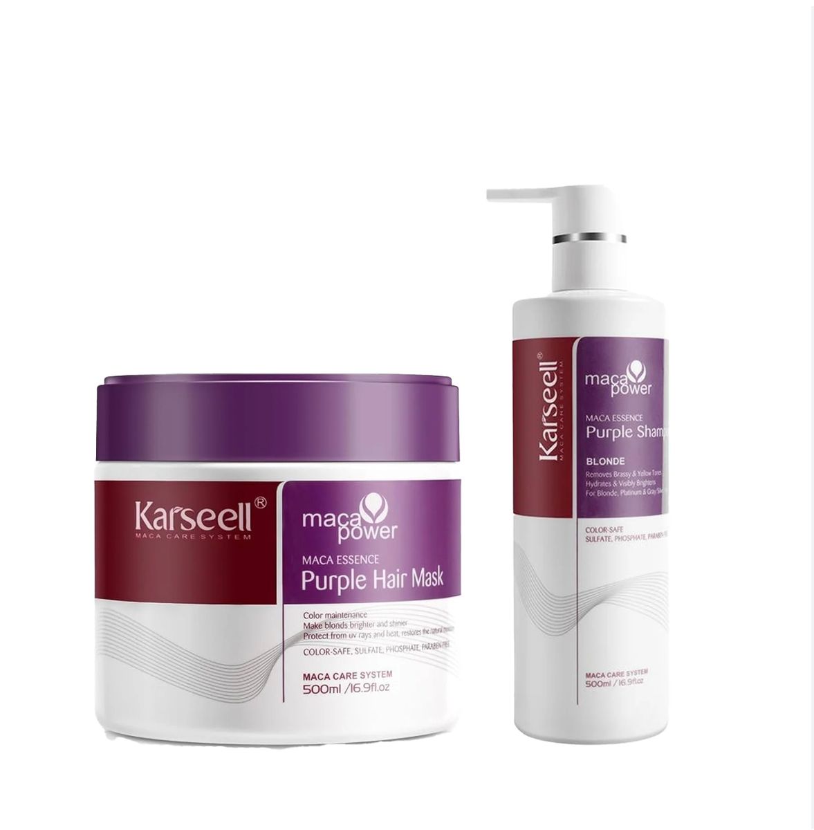 Karseell Maca Essence Purple Hair Shampoo & Mask- Colour Maintenance ...