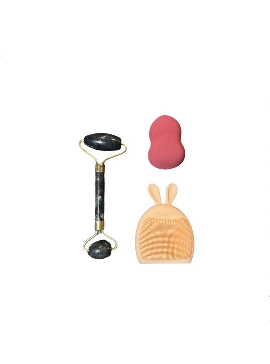 Jade Roller, Powder Puff and Silicone Facial Brush | Shop Today. Get it ...