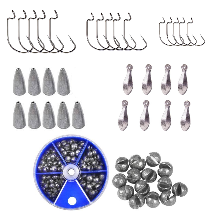 Bass Fishing Tackle Combo - Hooks -Bullet Weights- Split Shot - 120 Piece | Shop Today. Get it ...