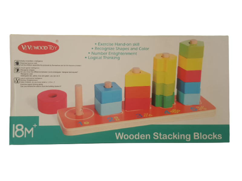 5 Column Multi-Coloured Wooden Stacking Blocks | Shop Today. Get it ...