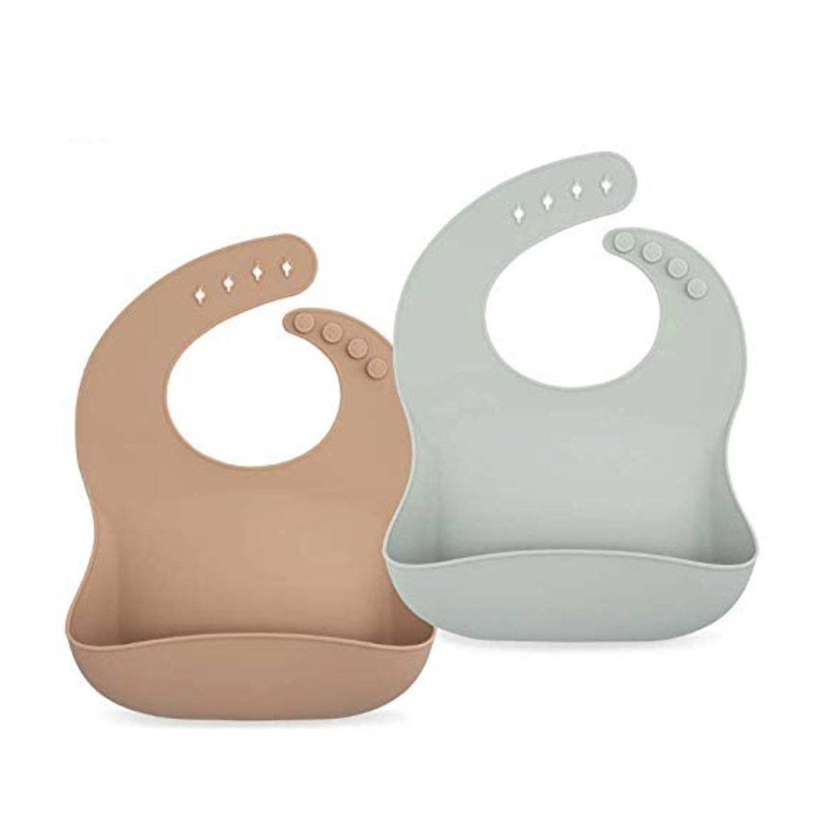 Silicone Baby Bucket Bib Set of 2 - Caramel Brown & Cool Grey | Shop ...