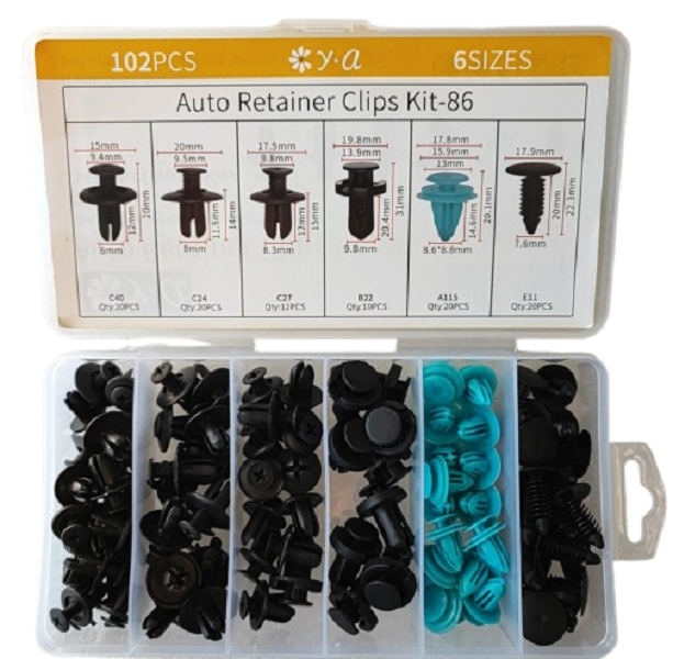 102Piece/6 Types Plastic Car Body Push Pin Fastener Clip Kit | Shop ...