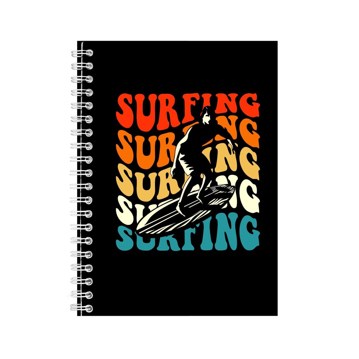 Surf Lines A5 Notebook Spiral and Lined Surfing Graphic Notepad Present ...