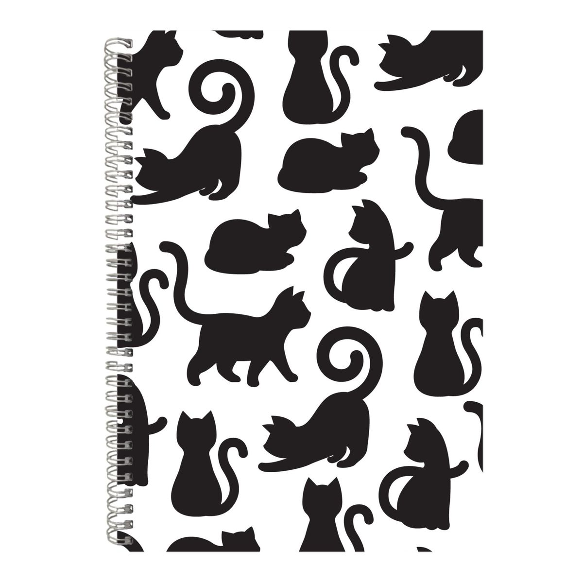 Feline Silhouette A4 Notebook Spiral Lined Cat Lovers Graphic Notepad ...